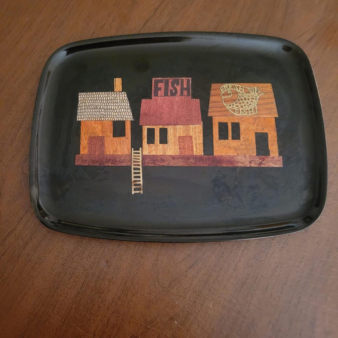 Vintage Serving Tray by Couroc Monterey California Fish Building - Etsy