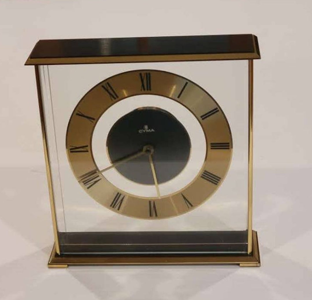Vintage Hechinger Mantle Table Shelf Solid Brass Clock Cyma. Quartz ...