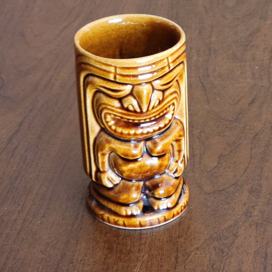 Vintage Hawaiian Mug Tiki Leilani 2 Sided Ceramic Glass Cup Pottery Brown Glaze - Etsy