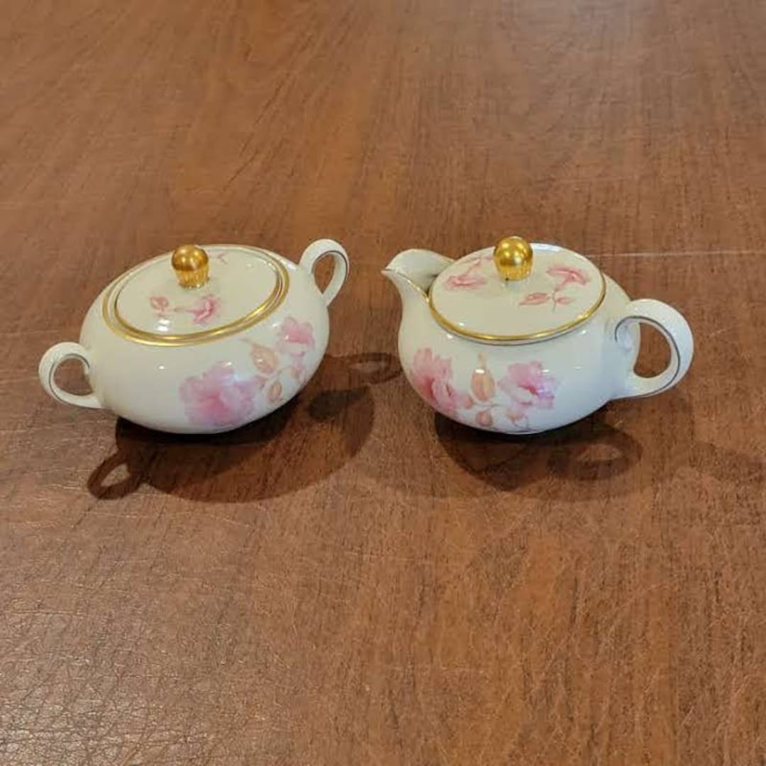 Vintage Furstenberg Germany Porcelain Sugar Bowl Creamer Set Pink ...