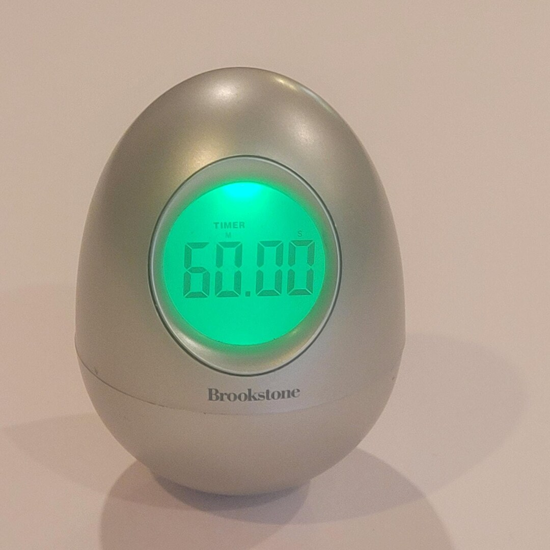 Brookstone Egg Alarm Wobble Clock Digital Date Timer Alarm Temperature ...