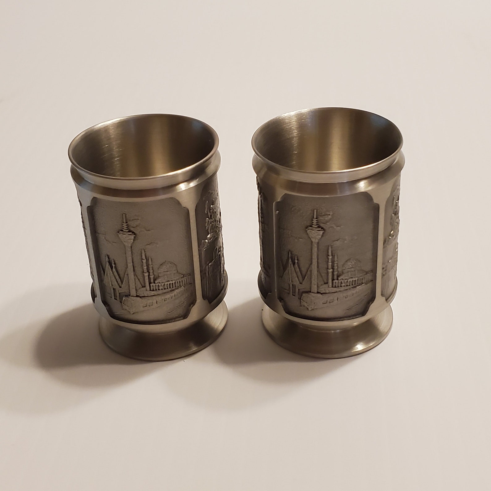 Selwin Pewter Malaysia Scenes Set of 2 Shots Glasses. Vintage - Etsy
