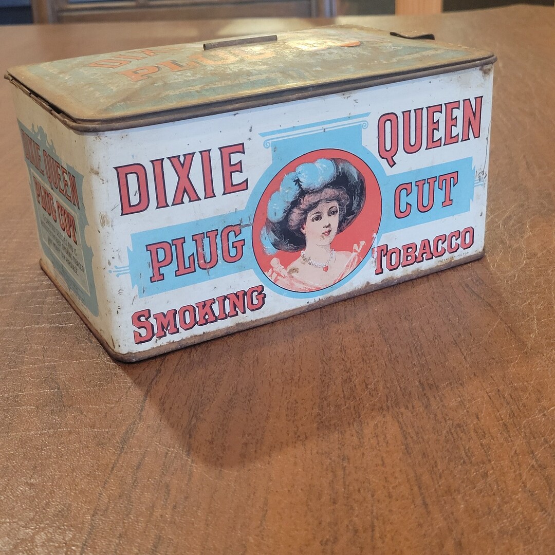 Vintage Dixie Queen Plug Cut Smoking Tobacco Tin Lunch Box Empty 8 X 5 X 4 - Etsy