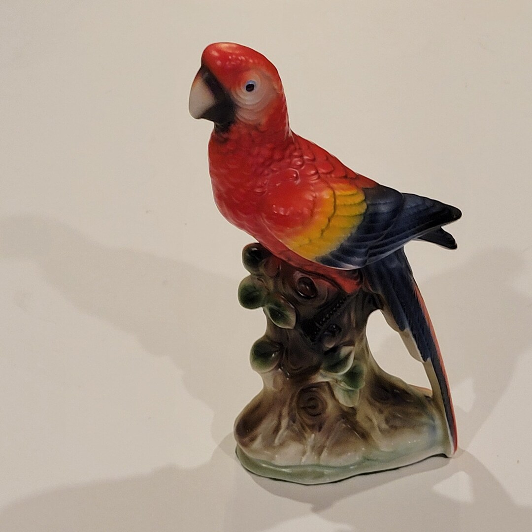 Vintage Ceramic Parrot Figurine Multicolor Red Yellow 8.25 Tall. - Etsy