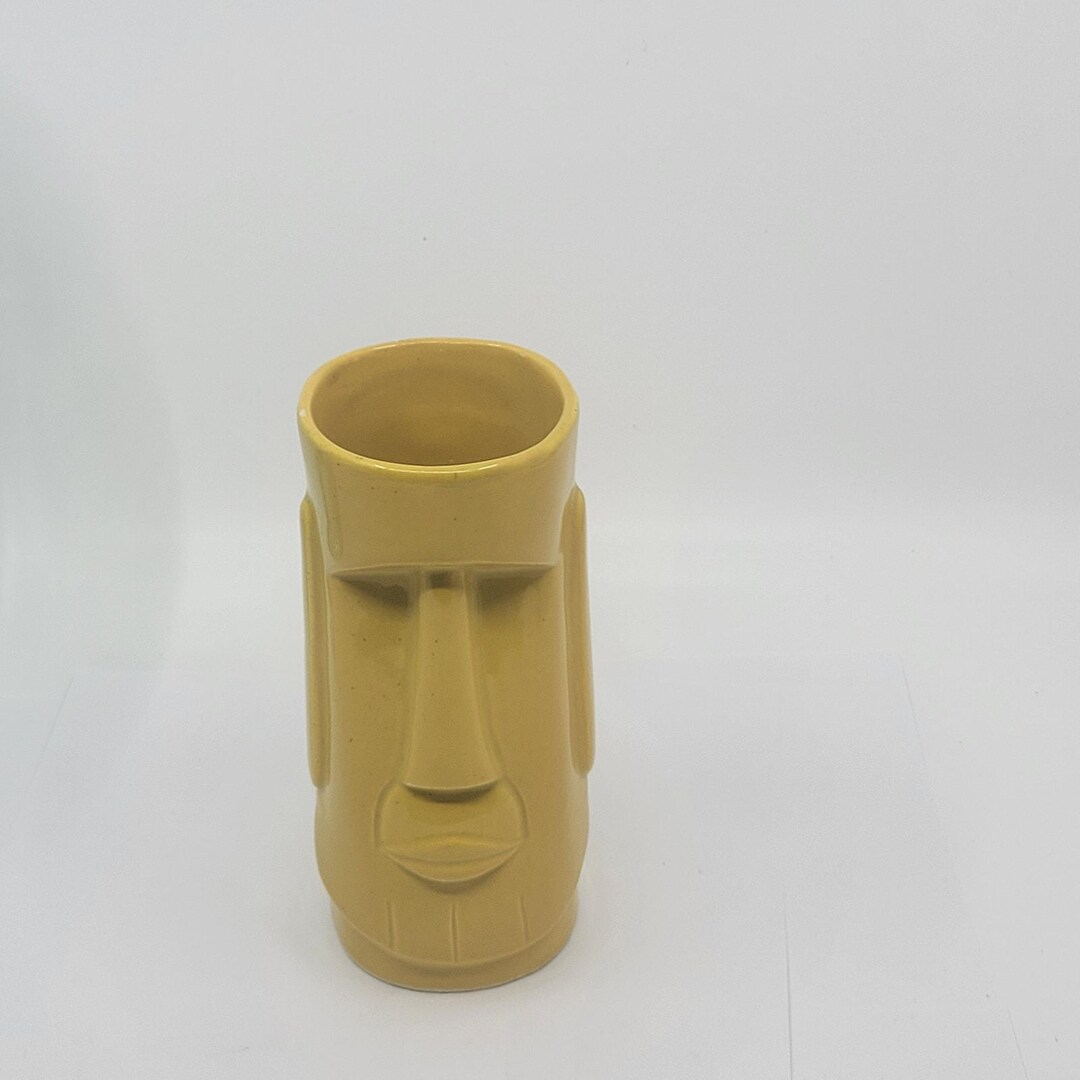 Vintage Yellow Ceramic Tiki Moai Statue Mug Cup Tiki Bar - Etsy