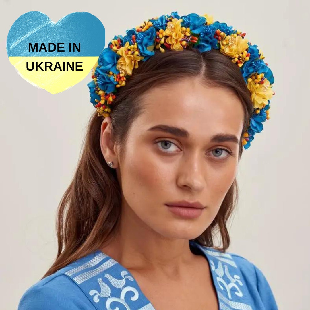 Handmade Ukrainian Wreath Floral Crown Adorned With the Colors of the ...