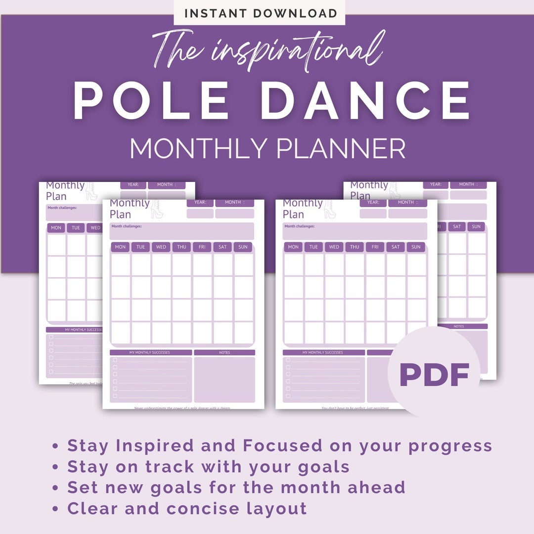 Pole Dance Monthly Planner Printable Pole Fitness Planner PDF Pole ...