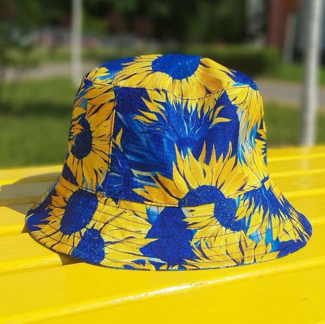 Reversible Ukrainian Bucket Hat Made in Ukraine Ukrainian Sunflower Hat ...