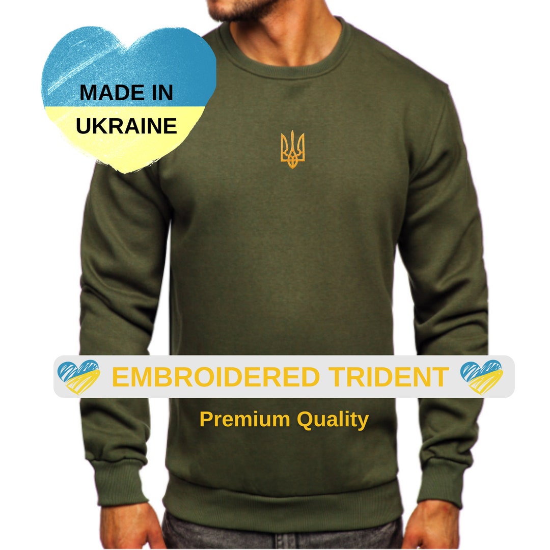 Zelensky Sweatshirt With Embroidered Ukrainian Tryzub From Ukraine ...