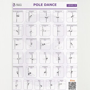 Pole Dance Tricks Printable Poster 8 Level Pole Dance Moves Pole ...