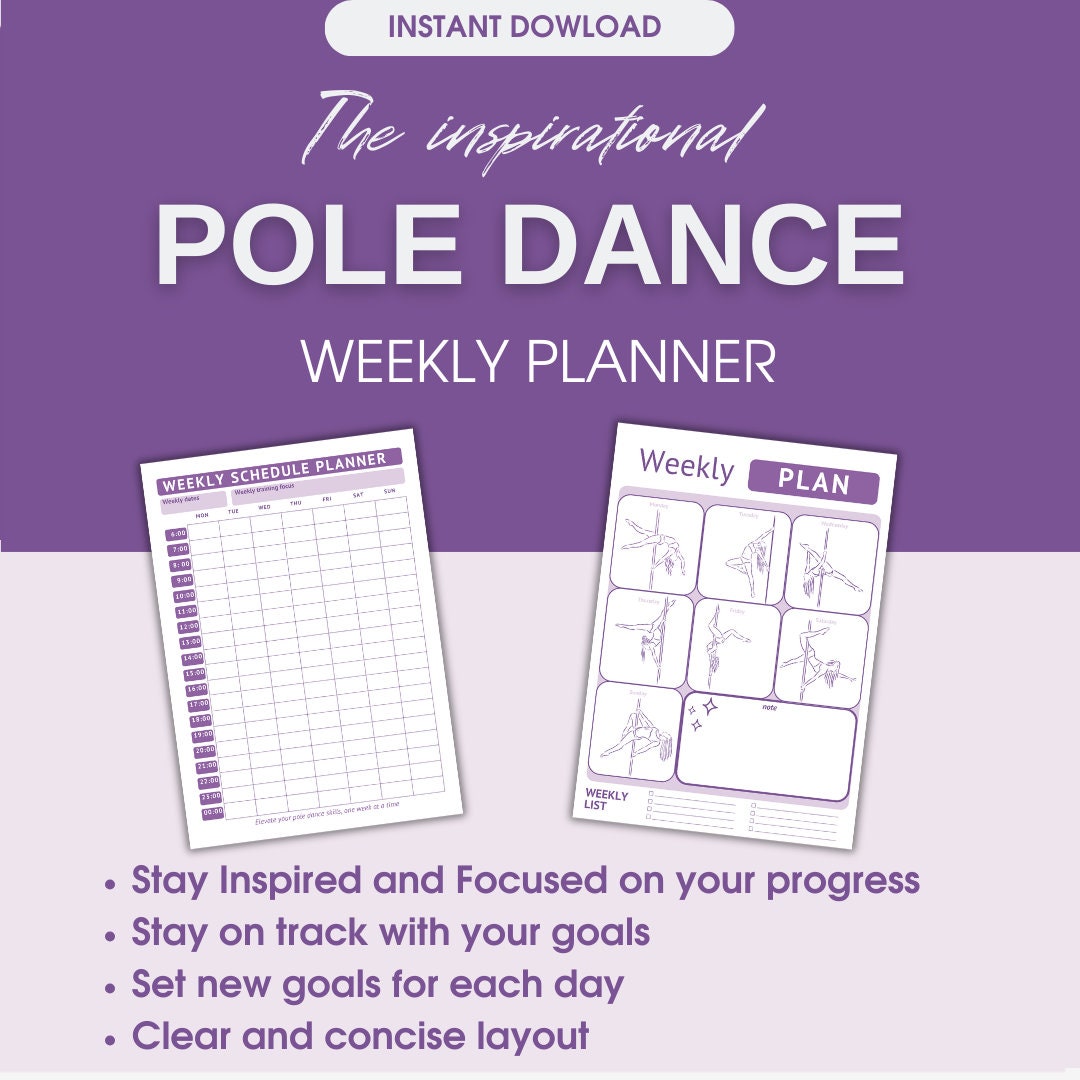 Pole Dance Weekly Planner Printable Pole Fitness Weekly Schedule ...