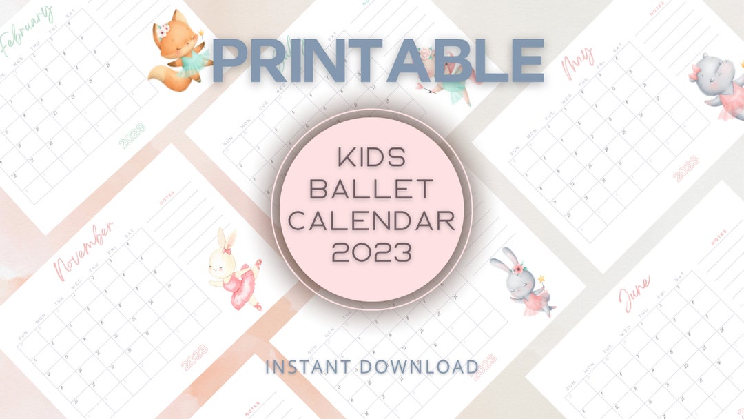 Printable Ballet Kids Calendars Printable Ballet Kids Planner 2023 ...