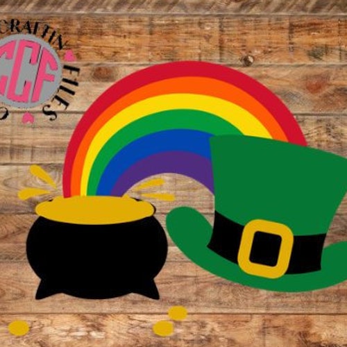 Pot of Gold With Rainbow and Leprechaun Hat SVG Pot of Gold - Etsy