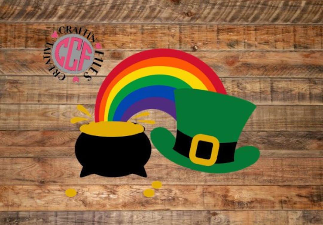 Pot of Gold With Rainbow and Leprechaun Hat SVG, Pot of Gold, Pot of ...