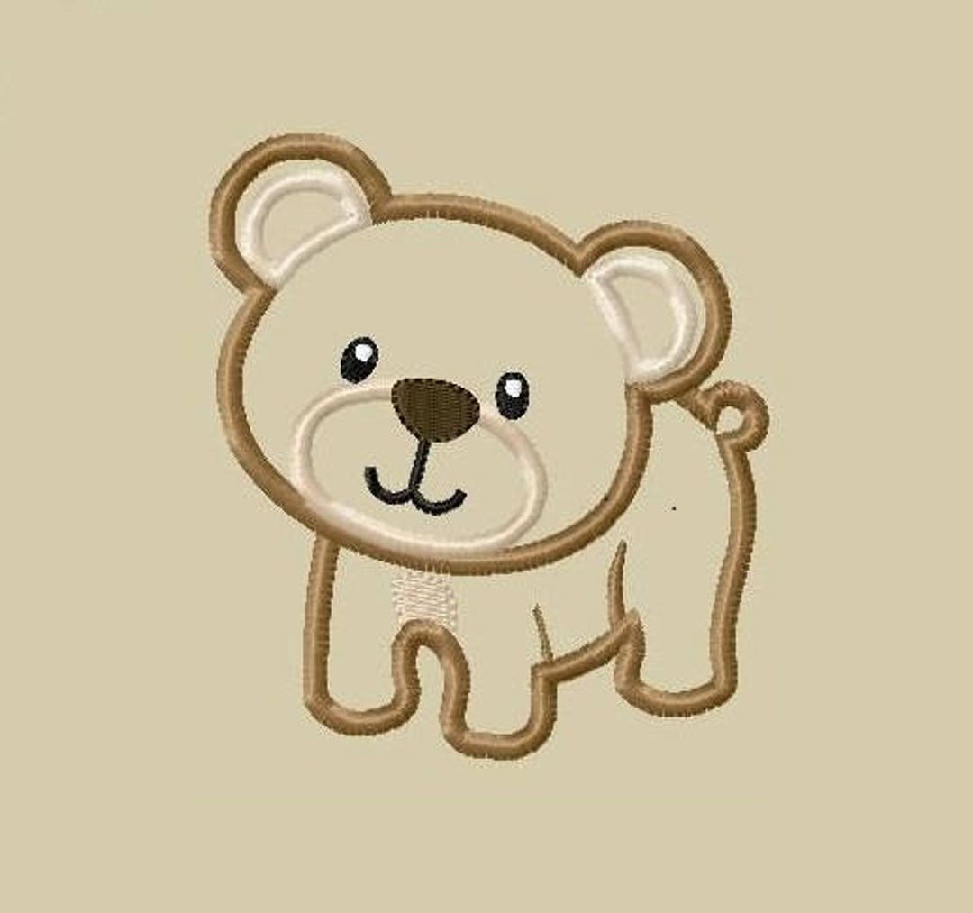 Brown Bear Applique Design, Brown Bear Applique Design File, Teddy Bear ...