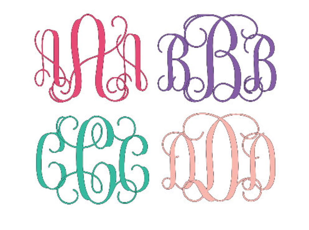 Pes Embroidery File, PES Interlocking Vine Monogram Font, PES ...
