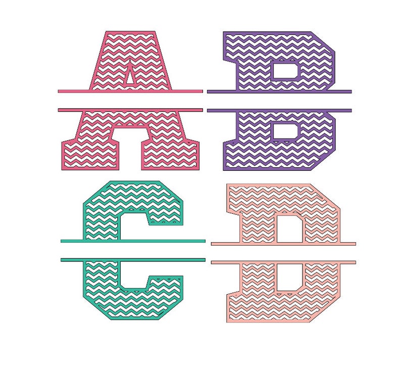Split Chevron Letters, Chevron Letters, Split Chevron Letters for Names ...