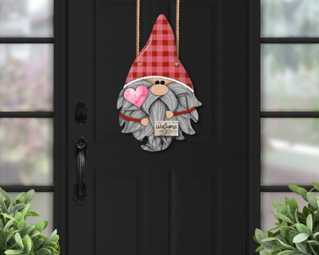 Valentine's Day Door Hanger, Front Door Decor, Gnome Door Hanger ...