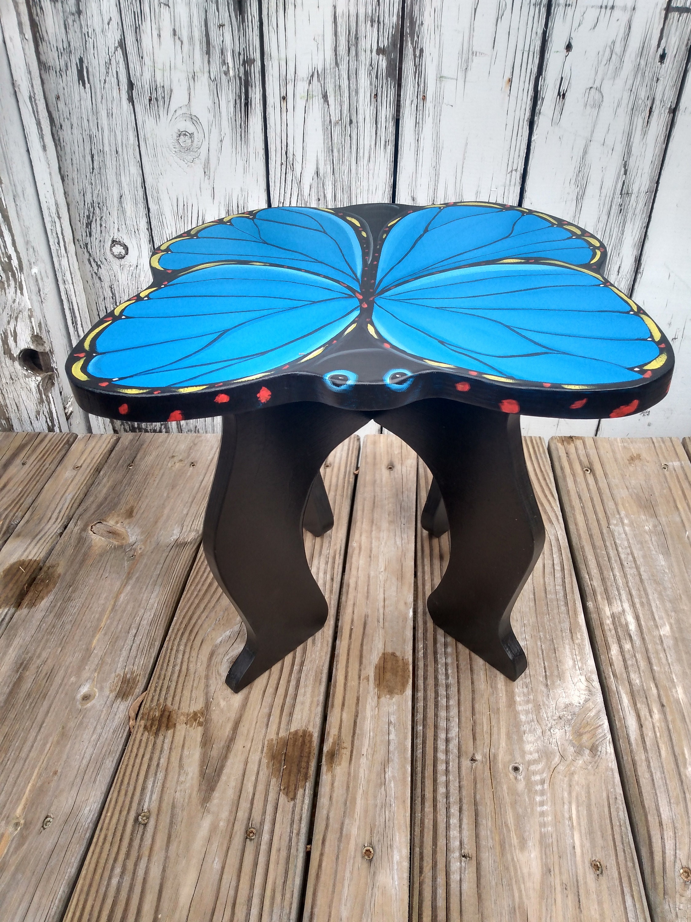 Blue Butterfly Stool - Etsy