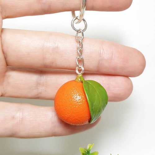 Mandarin Bag Charm From Polymer Clay Orange Fruit Keychain - Etsy