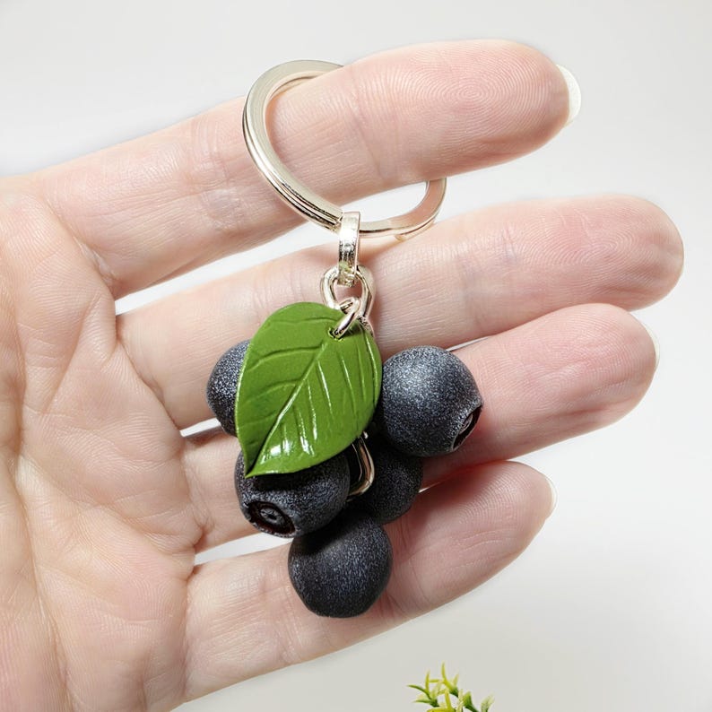 Huckleberry Bag Charm From Polymer Clay Fruit Keychain Cute Blueberry ...