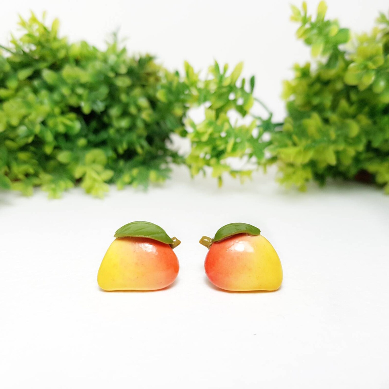 Miniature Mango Stud Earrings From Polymer Clay Fruit Slice Earrings - Etsy