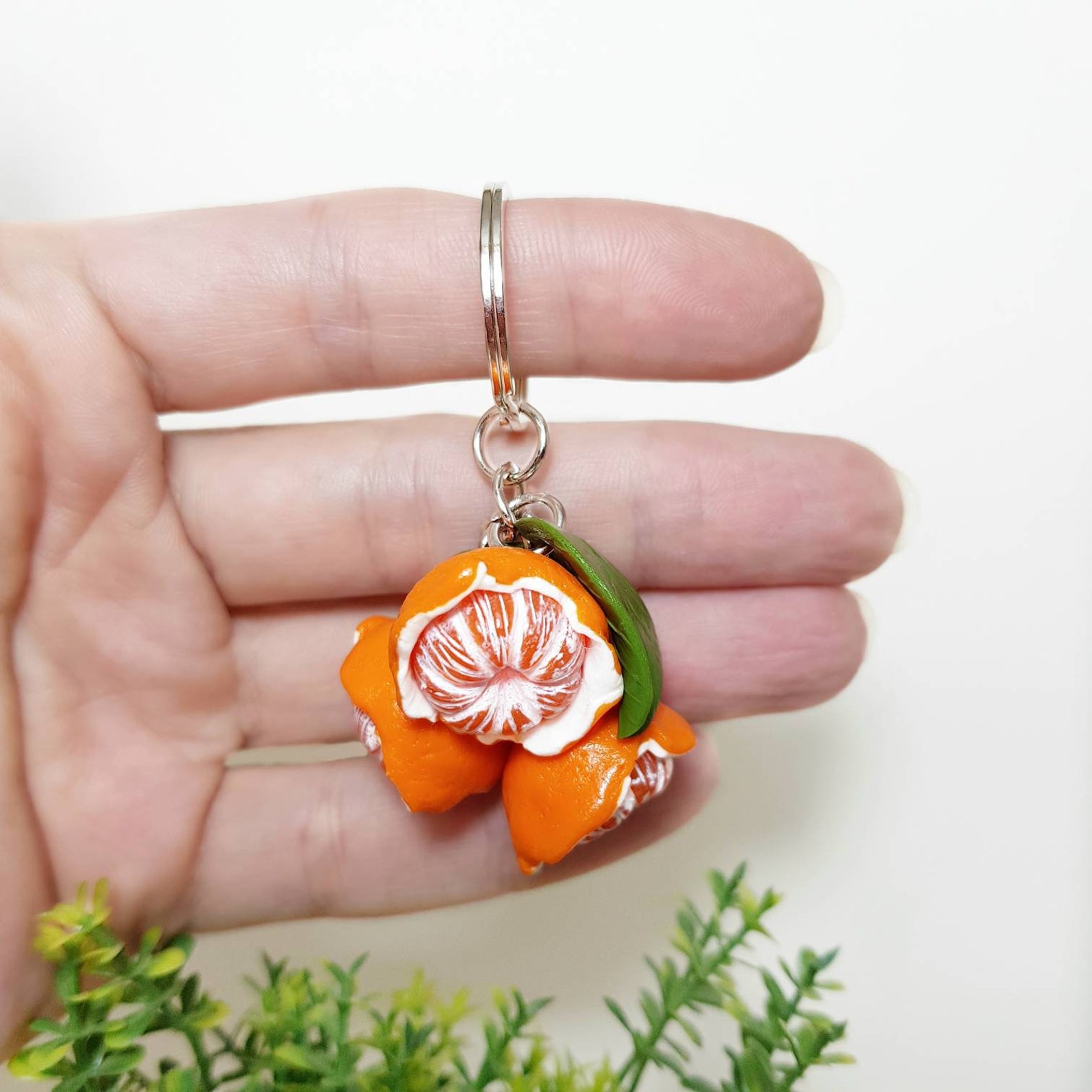 Mandarin Key Chain From Polymer Clay Orange Fruit Keychain - Etsy