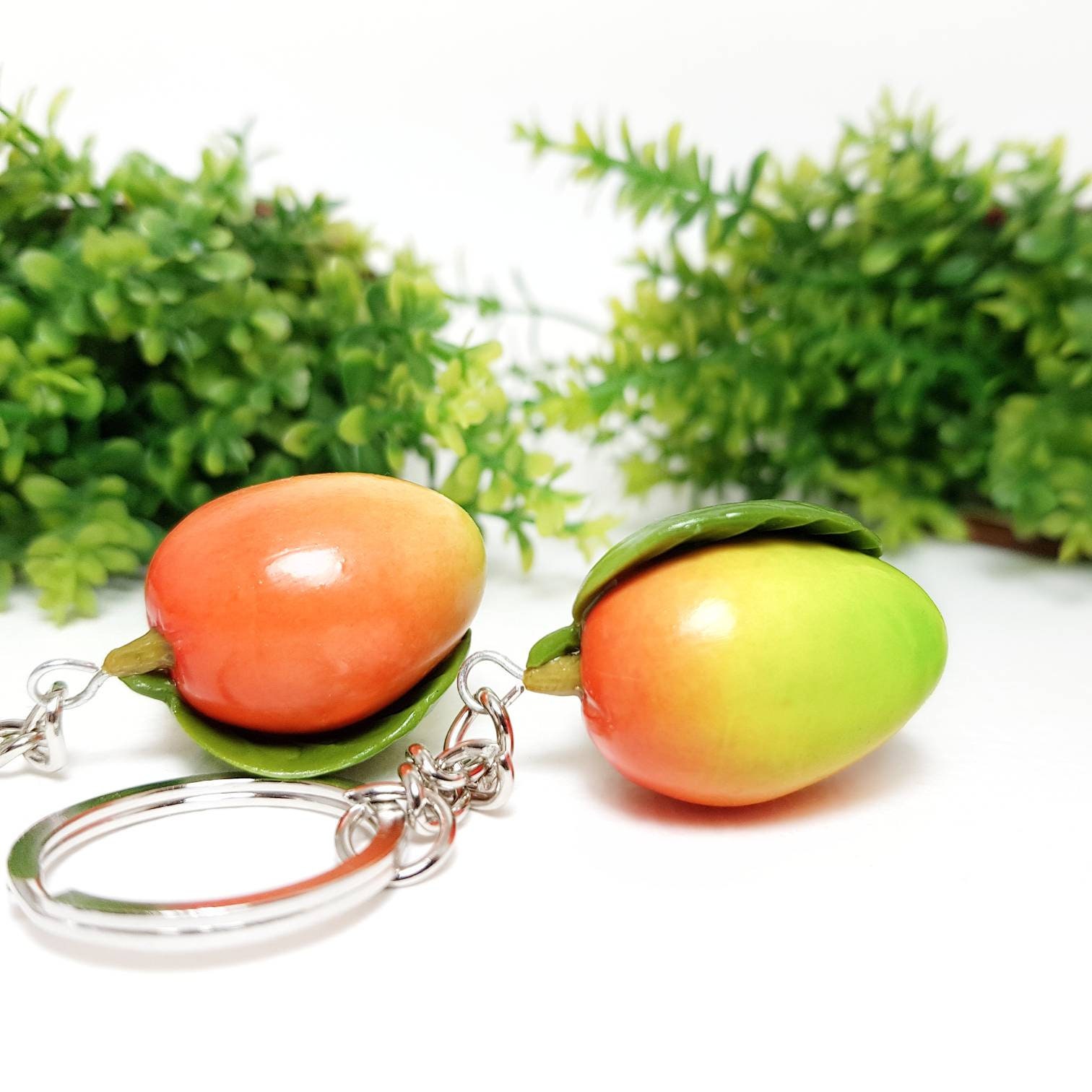 Mango Keychain From Polymer Clay Fruit Keychain Mango Bag Charm - Etsy