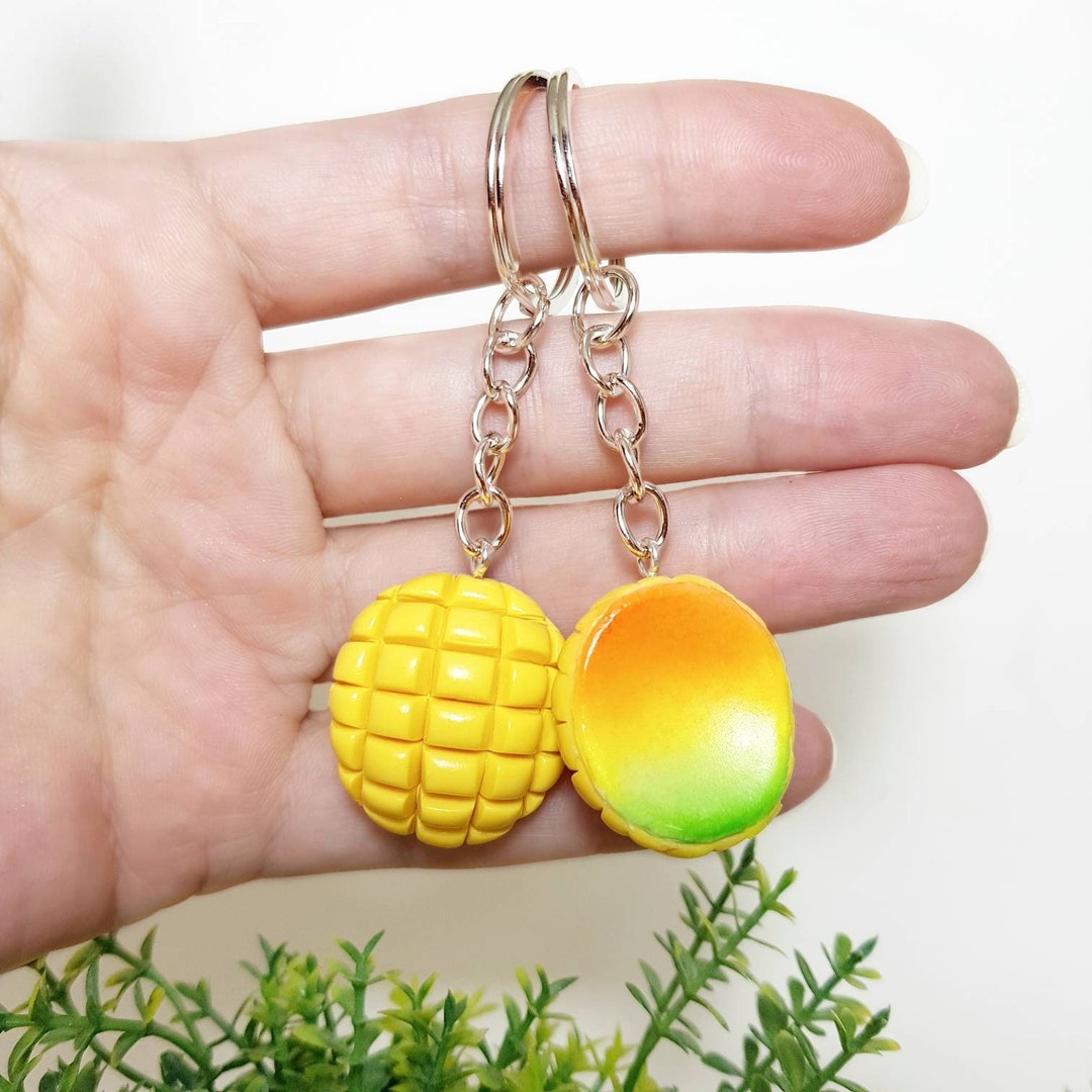 Mango Keychain From Polymer Clay Fruit Key Chain Tropical Fruit Plants ...