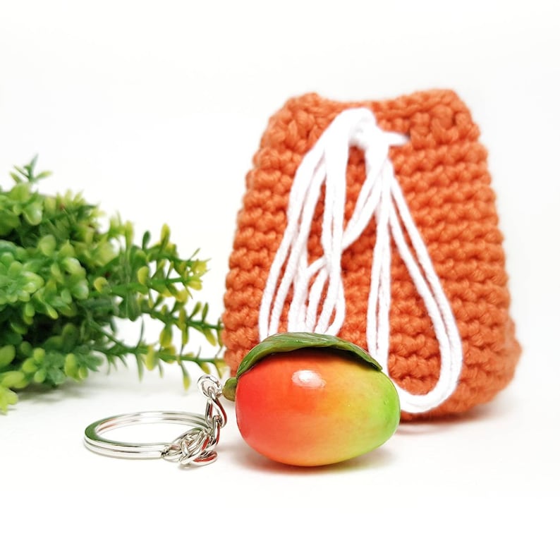 Mango Bag Charm From Polymer Clay Fruit Keychain - Etsy