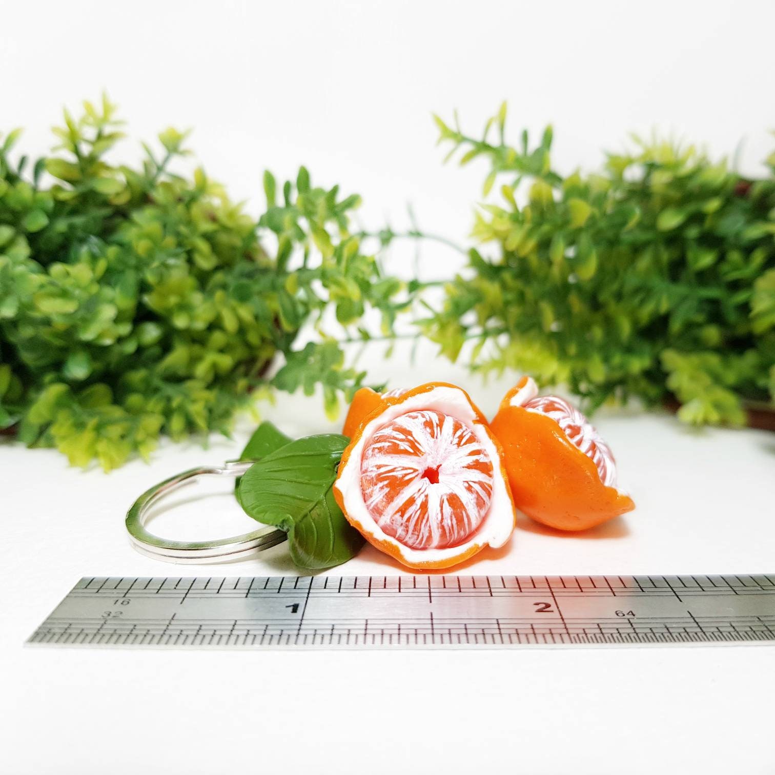 Mandarin key chain from polymer clay Orange fruit keychain | Etsy