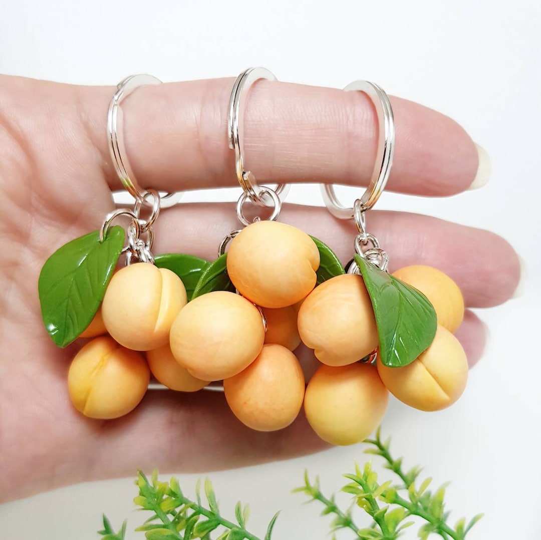 Apricot Bag Charm From Polymer Clay Fruit Keychain Cute Apricot Car ...