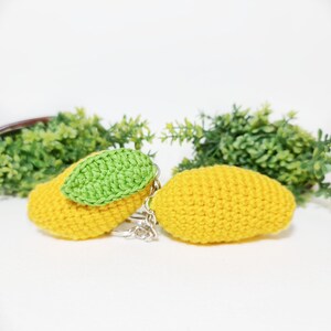 Crochet Mango Bag Charm Cute Fruit Car Keychain Crochet Plush Accessory ...