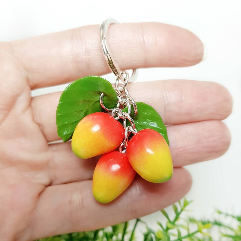 Mango bag charm from polymer clay Fruit keychain | Etsy