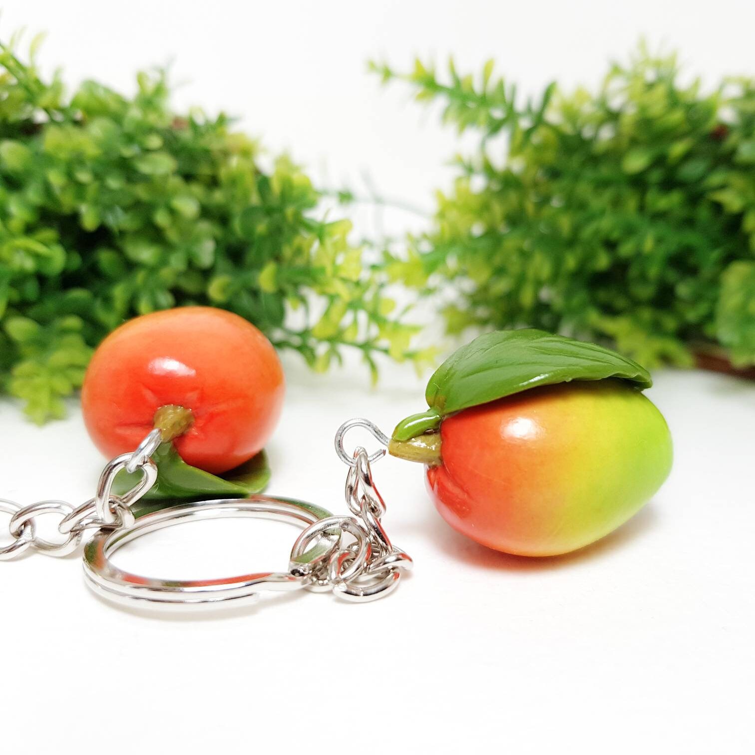 Mango Keychain From Polymer Clay Fruit Keychain Mango Bag Charm - Etsy