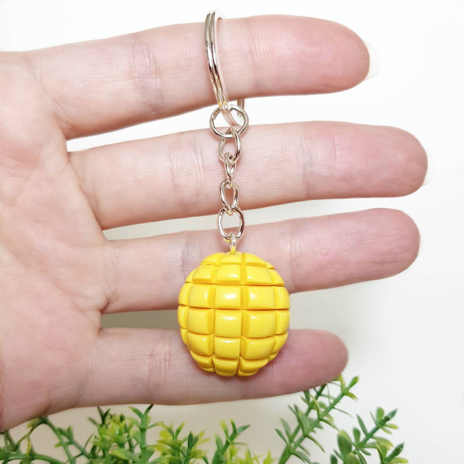 Mango Keychain From Polymer Clay Fruit Key Chain Tropical - Etsy