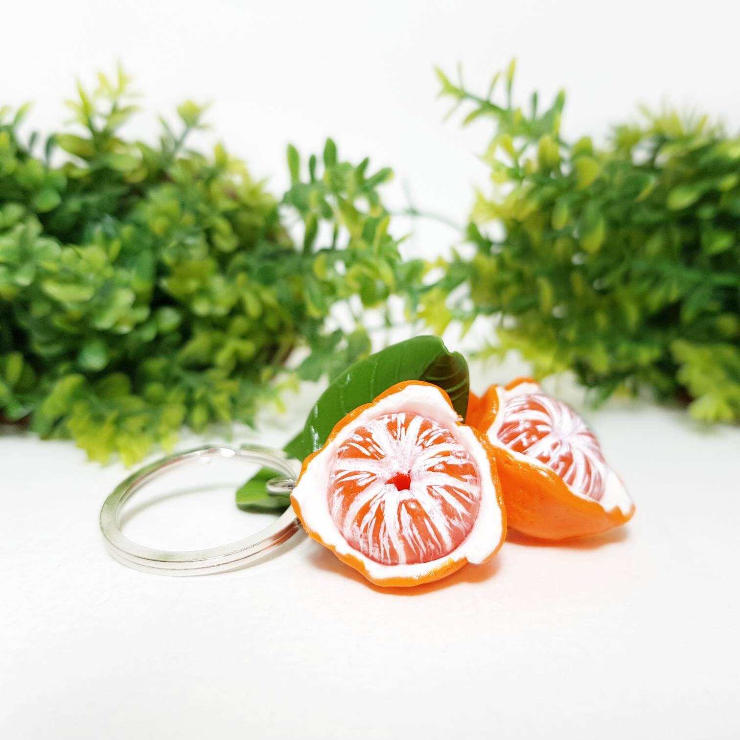 Mandarin Key Chain From Polymer Clay Orange Fruit Keychain - Etsy