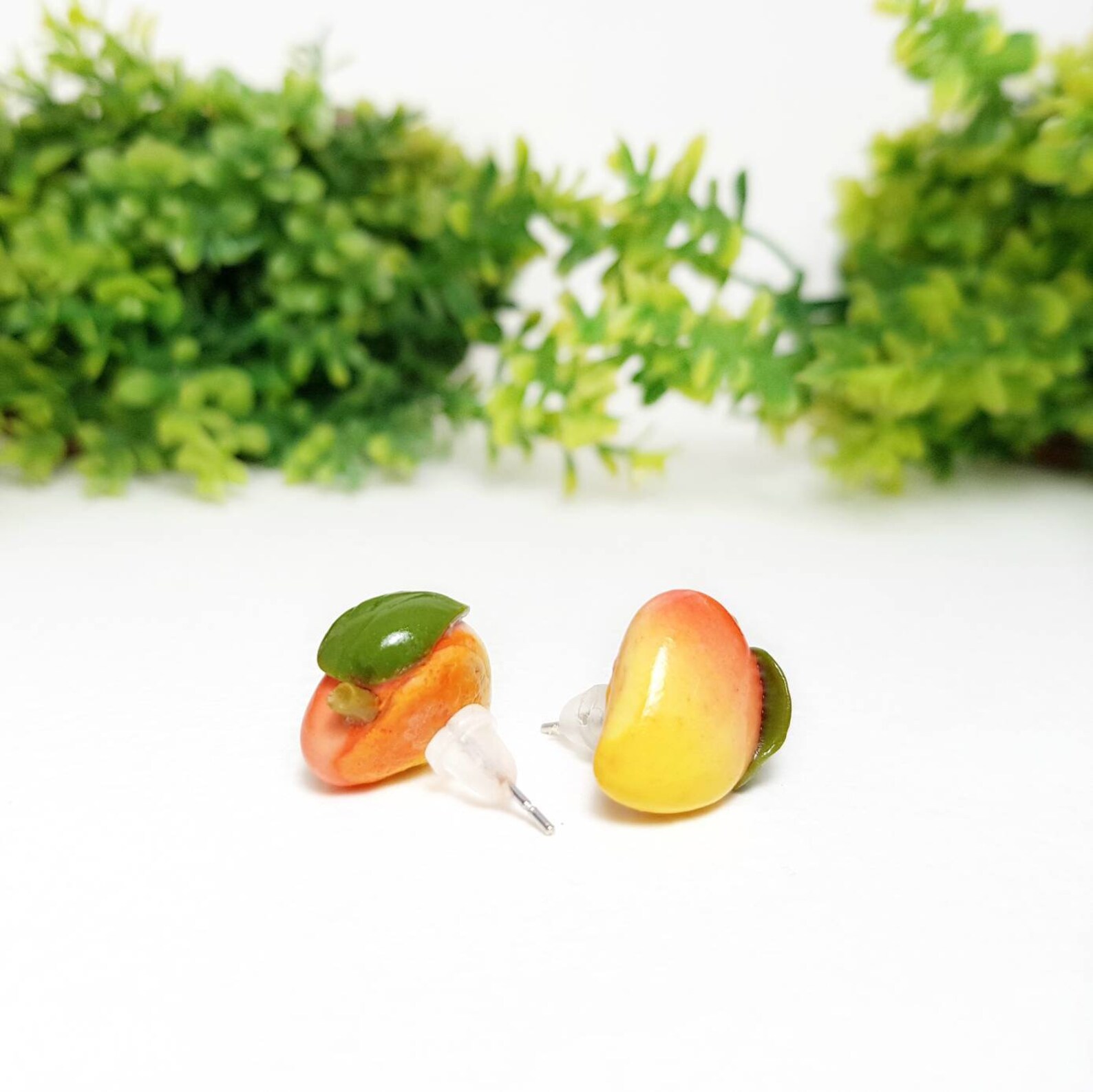 Miniature Mango Stud Earrings From Polymer Clay Fruit Slice Earrings - Etsy