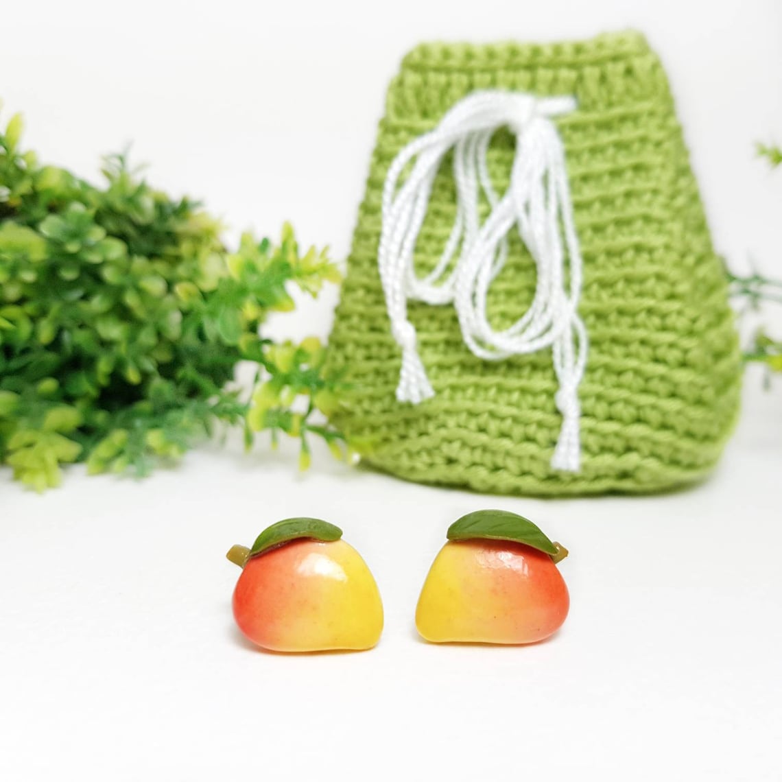 Miniature Mango Stud Earrings From Polymer Clay Fruit Slice Earrings - Etsy