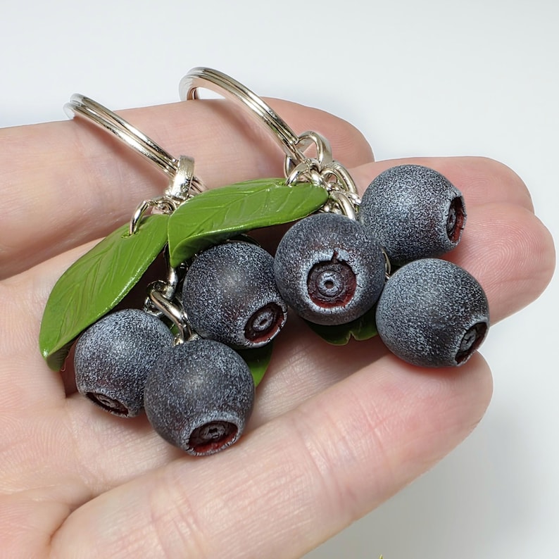 Huckleberry Bag Charm From Polymer Clay Fruit Keychain Cute Blueberry ...