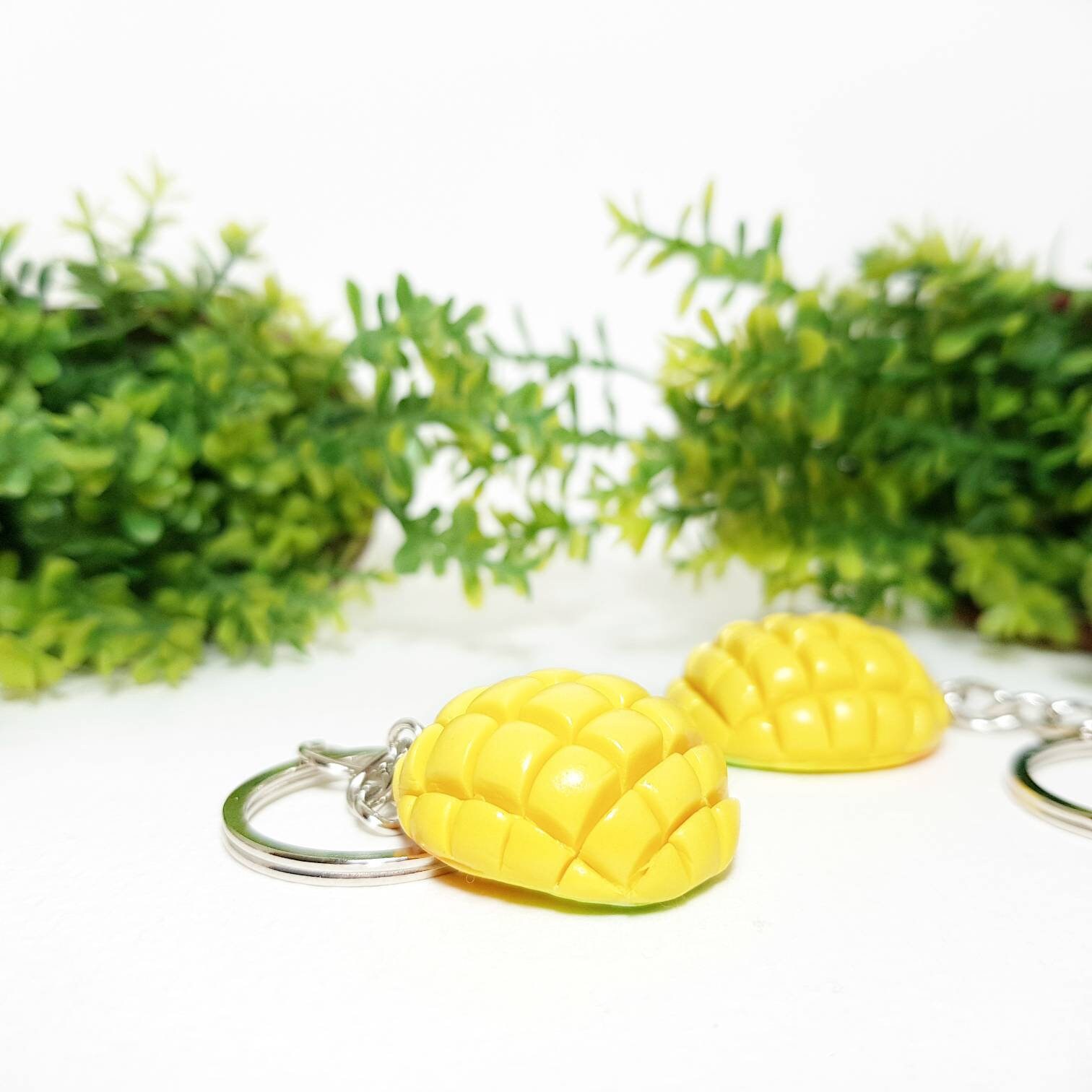 Mango Keychain From Polymer Clay Fruit Key Chain Tropical | Etsy