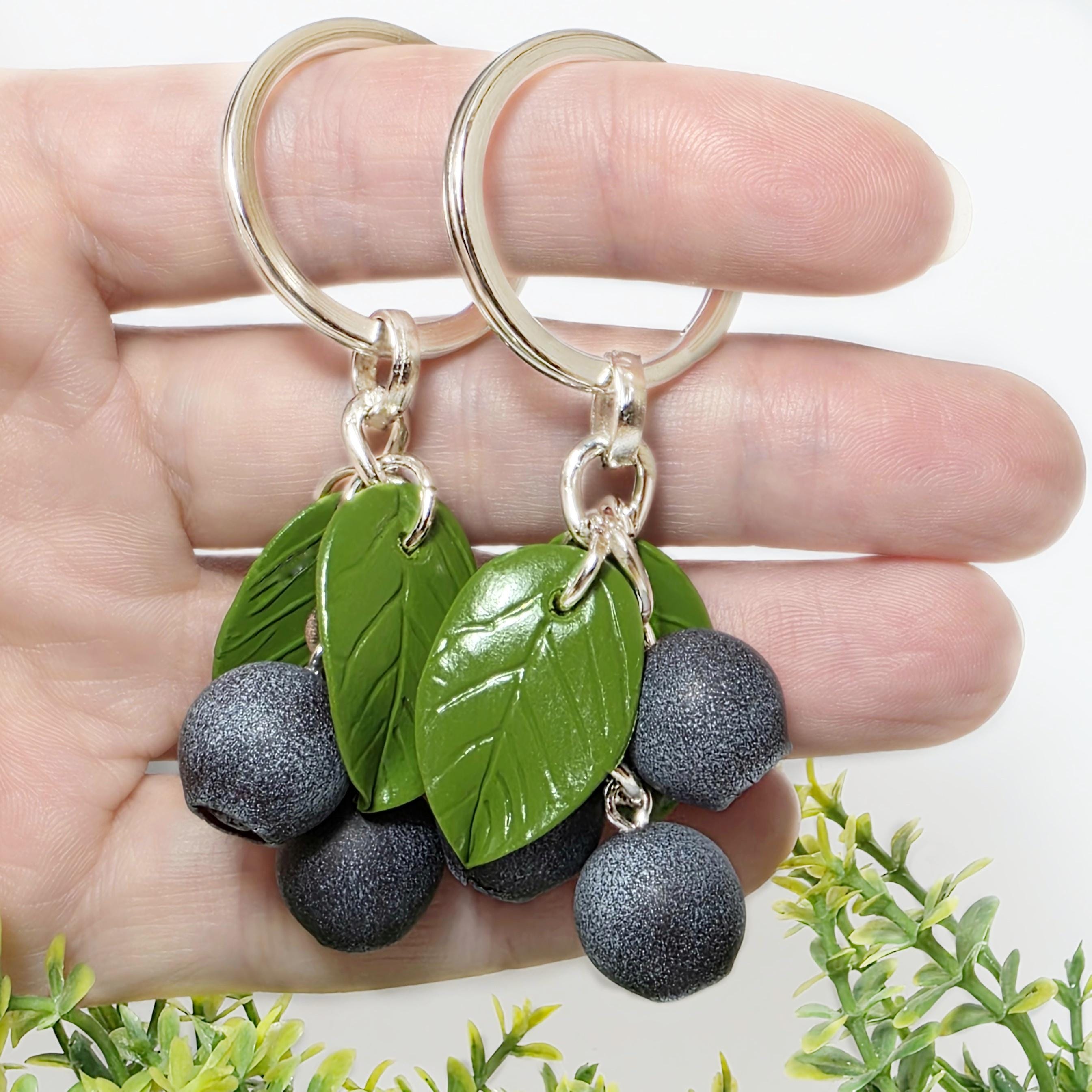 Huckleberry Bag Charm From Polymer Clay Fruit Keychain Cute Blueberry ...
