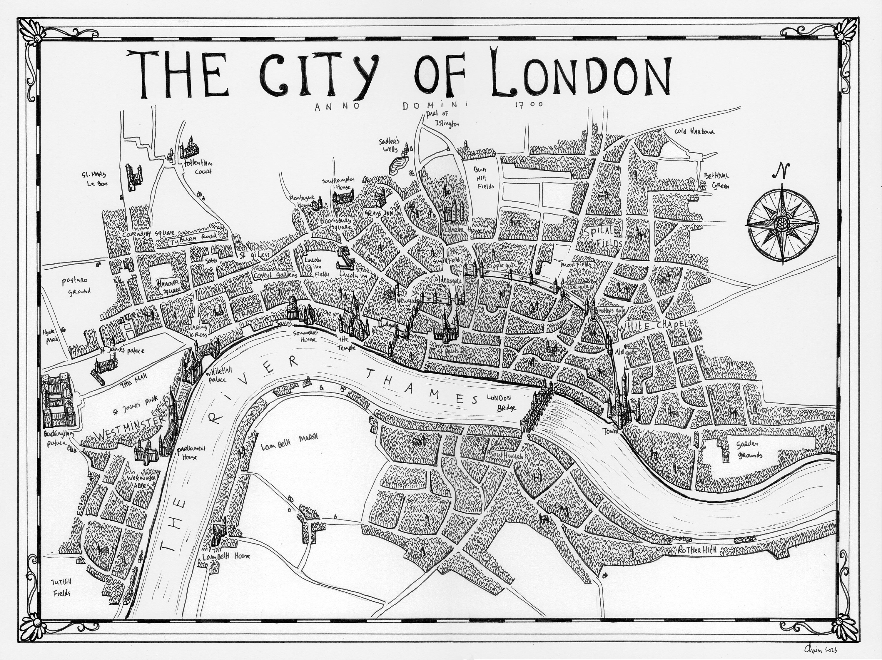 The City of London Anno 1700, History Map, Art Print, Art Poster ...