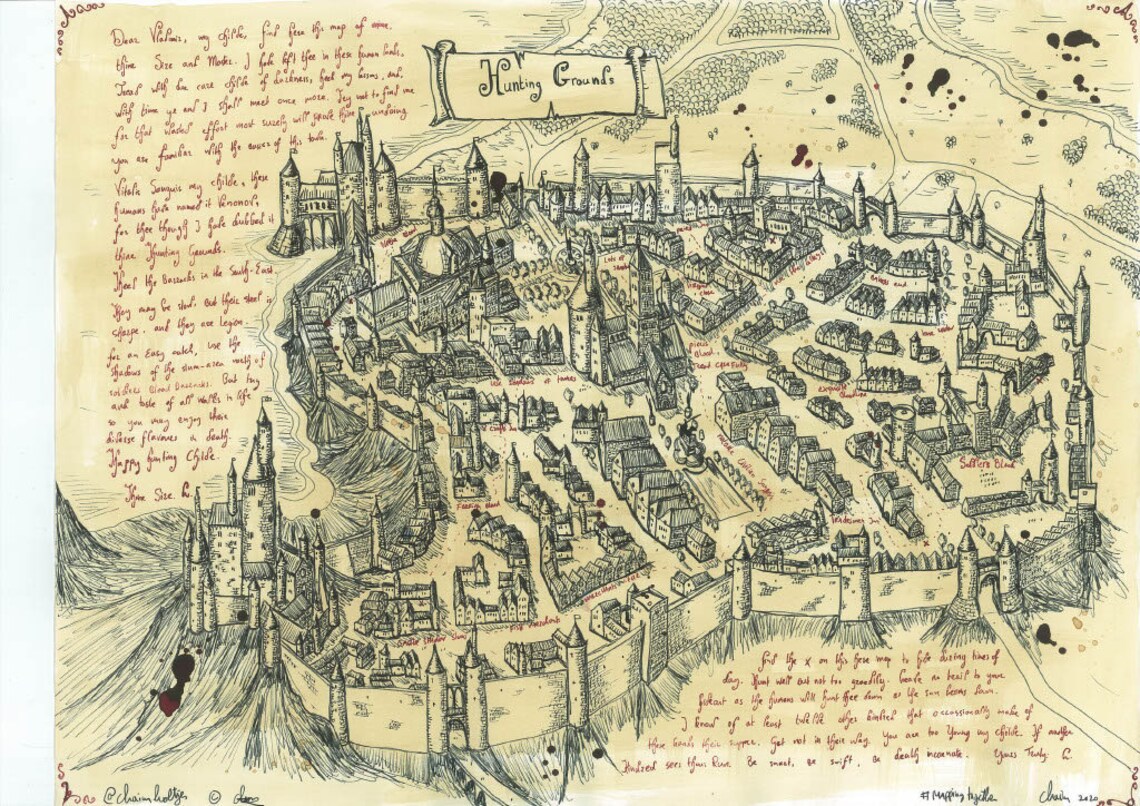 Map Hunting Grounds, Fantasy Map, Fantasy Map Illustration, Cartography ...