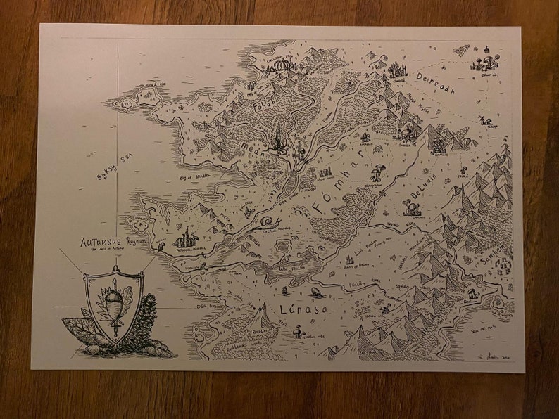 Fantasy Map of Autumnus Regum - Lands of Autumn, Art Print ...