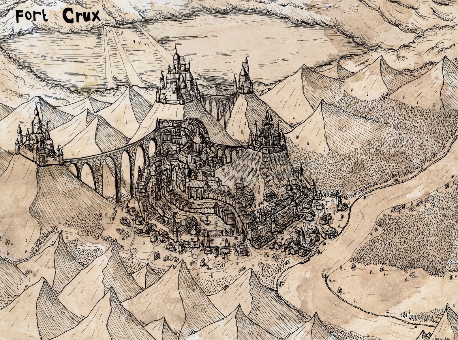 Fort Crux, Fantasy City Map, Fantasy - Etsy