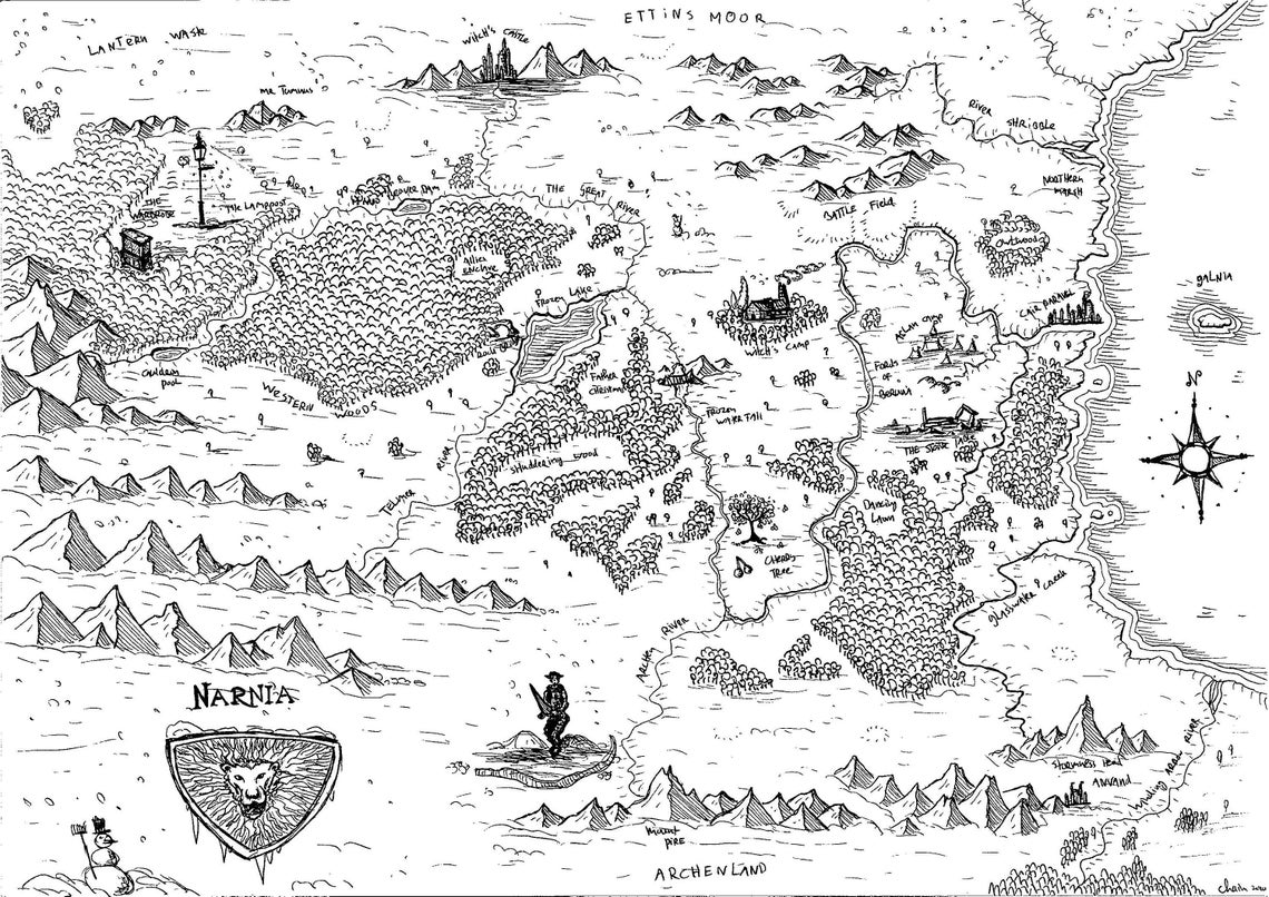 Map of Narnia Fantasy Map Art Print the Lion the Witch & - Etsy Canada