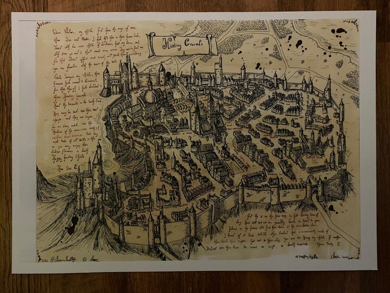 Map Hunting Grounds, Fantasy Map, Fantasy Map Illustration, Cartography ...