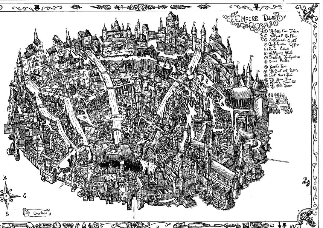 Fantasy Map, Empire Down City-map, Top- Down View, Carthography, Art ...