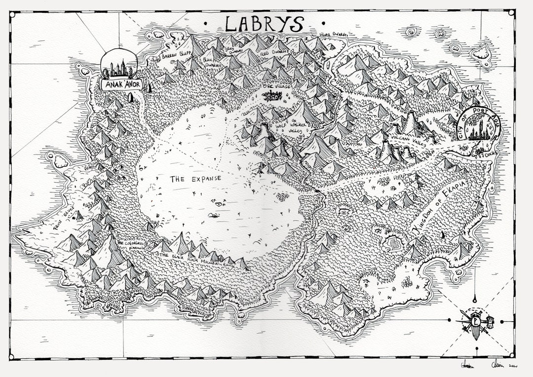 Map of Labrys, Loners, DB Bray, Art Print, Book Map, Cartography ...